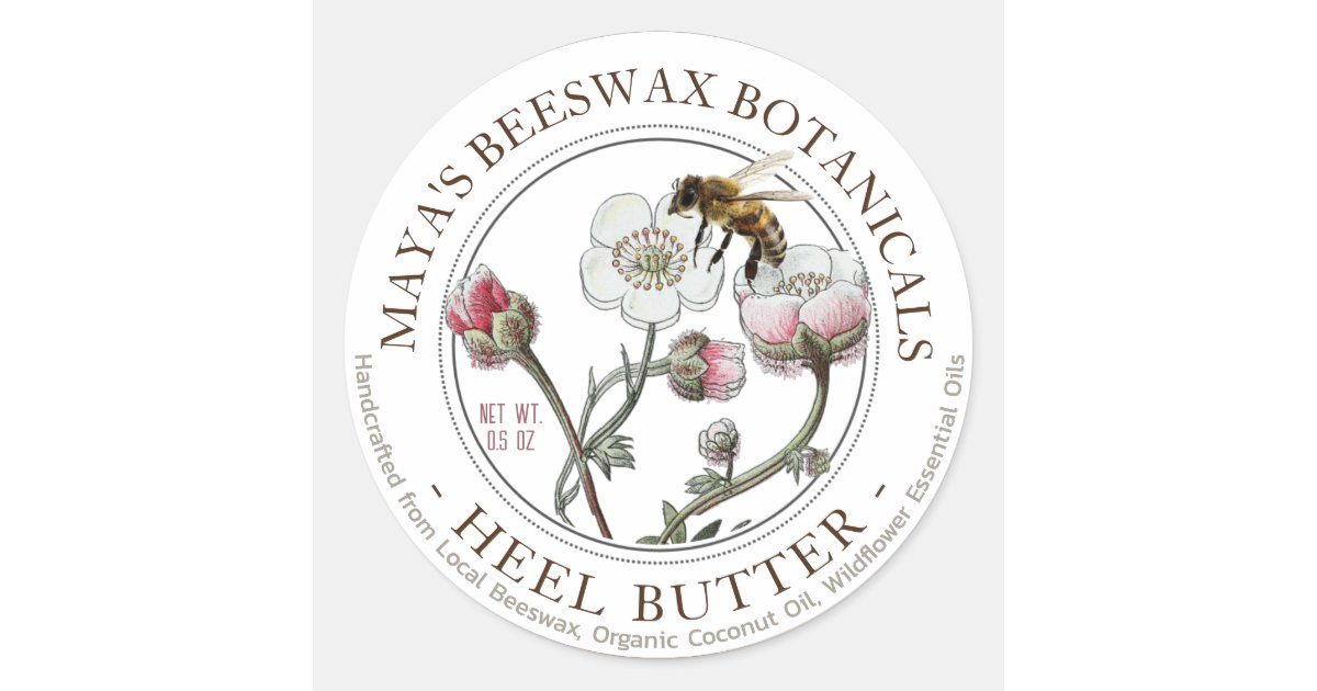 Realistic Bee Beeswax Product Label Heel Butter | Zazzle
