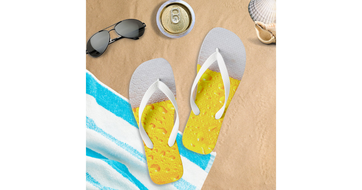 Realistic Beer Flip Flops | Zazzle