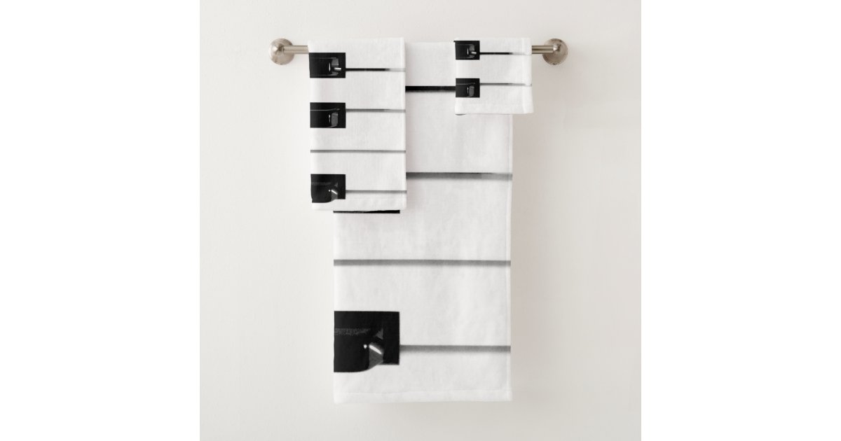 Realistic Black White Piano Keyboard Keys Bath Towel Set | Zazzle
