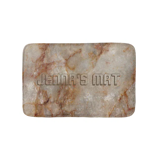 Realistic Brown Faux Marble Stone Pattern Bath Mat | Zazzle