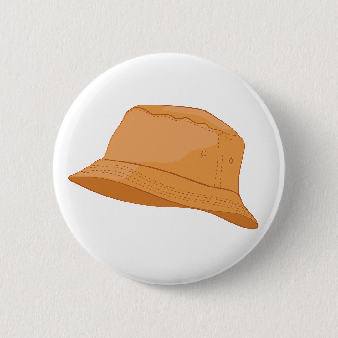 Realistic Bucket Hat Button | Zazzle