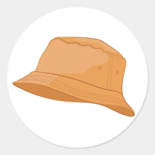 Realistic Bucket Hat Classic Round Sticker | Zazzle