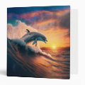 Realistic Dolphin Jumping Ocean Sunset Kids Adult 3 Ring Binder | Zazzle