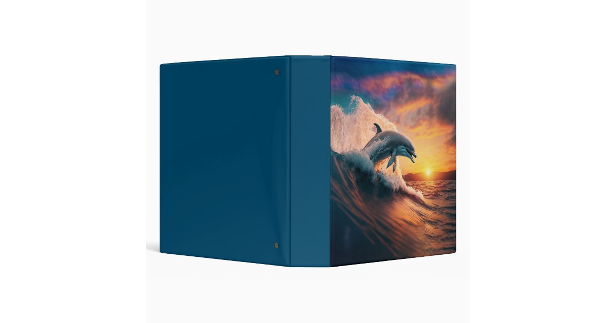 Realistic Dolphin Jumping Ocean Sunset Kids Adult 3 Ring Binder | Zazzle