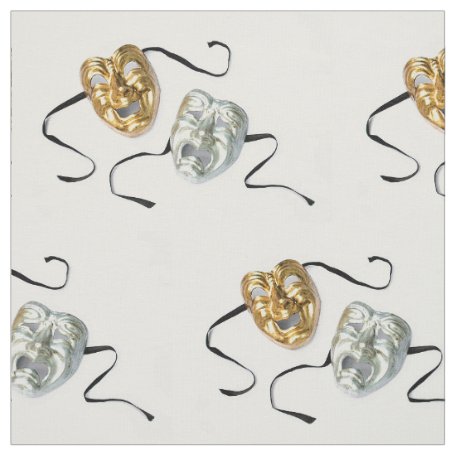 Comedy and Tragedy Drama Masks Gold and Silver Fabric | Zazzle