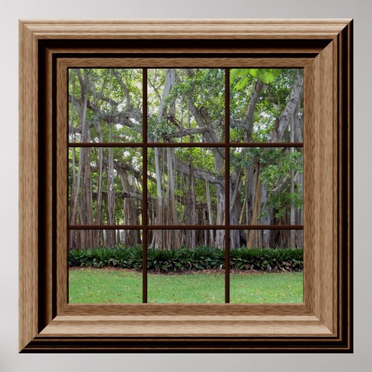 Realistic Lawn Trees Fake Window Scene Poster | Zazzle.com