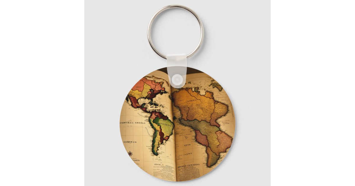 Realistic Open Book Map of Central & South America Keychain | Zazzle