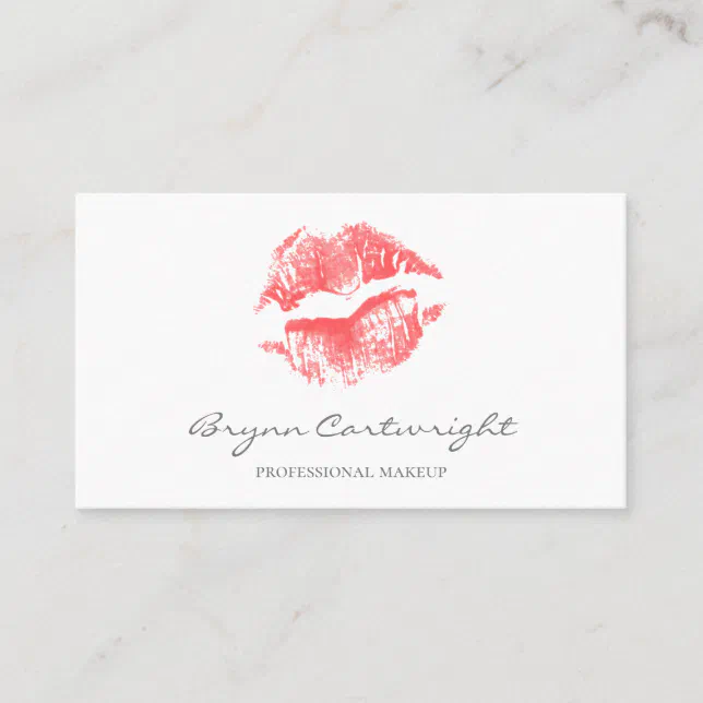 Realistic Red Kiss Print Lips Makeup Business Card | Zazzle