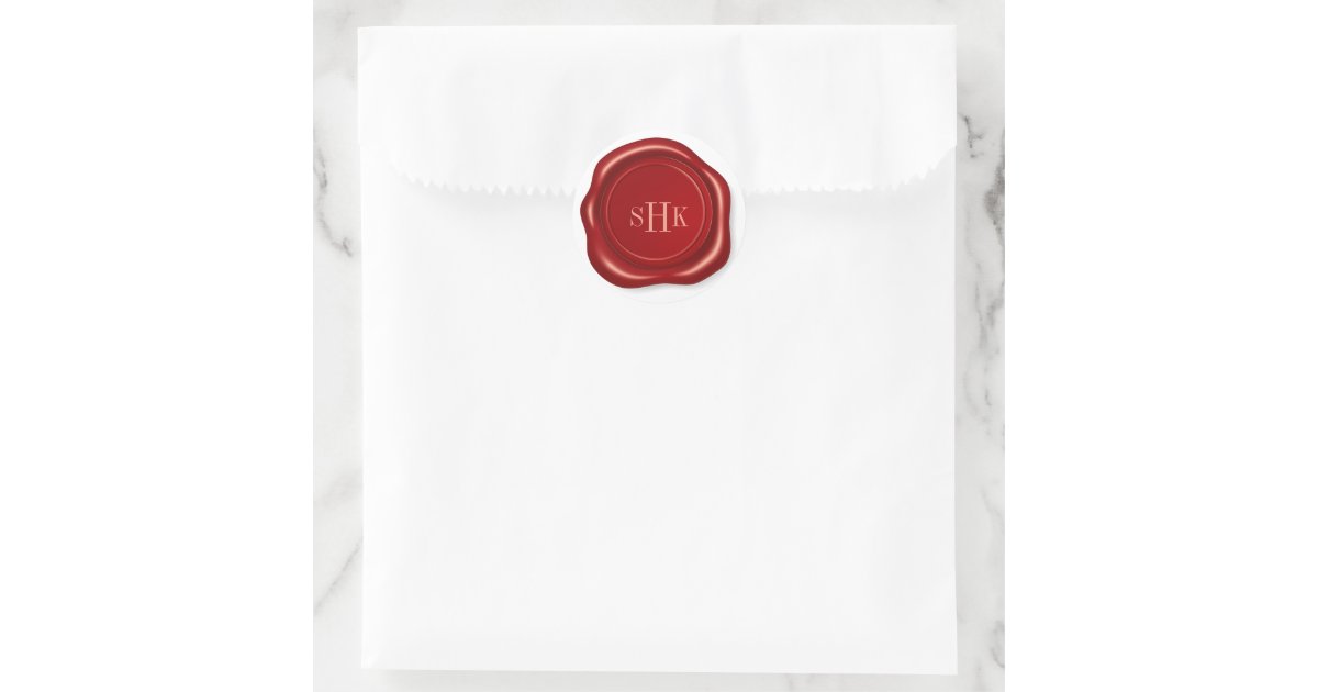 Realistic red wax medallion signature stamps Classic Round Sticker | Zazzle