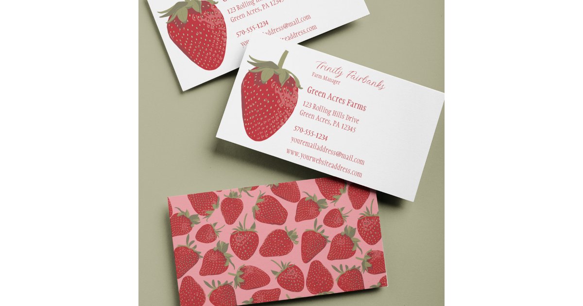 Realistic Ripe Red Strawberry Fruit Graphic Business Card | Zazzle