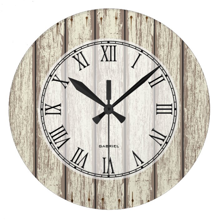 Realistic Rustic Painted Wood Planks Large Clock | Zazzle.com