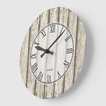 Realistic Rustic Painted Wood Planks Large Clock | Zazzle