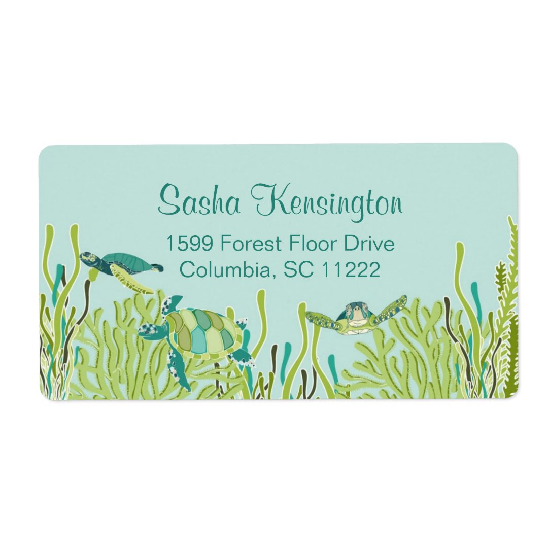 Realistic Sea Turtles Return Address Label | Zazzle