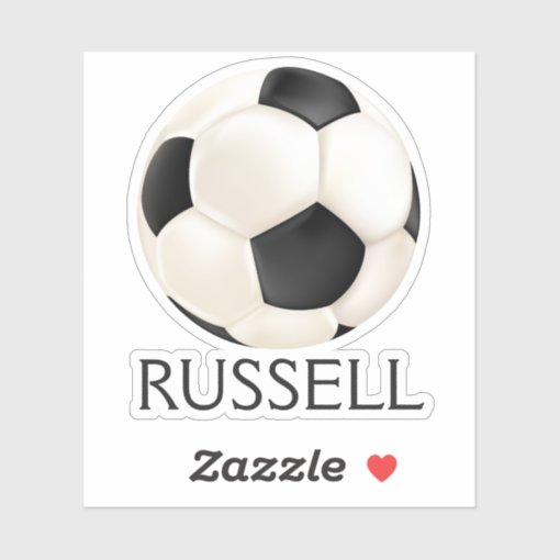 Realistic Soccer Ball Name Sticker | Zazzle