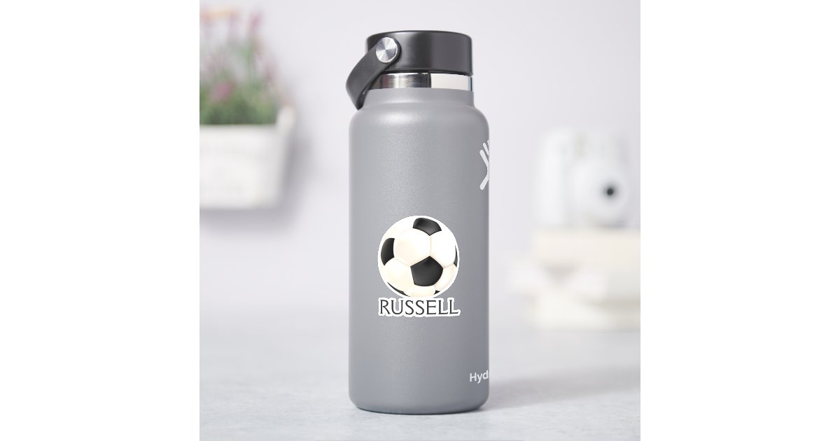 Realistic Soccer Ball Name Sticker | Zazzle