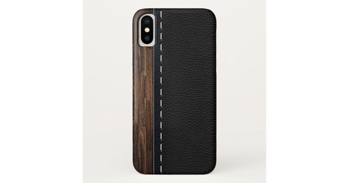 Realistic Wood and Stitched Leather Texture Case-Mate iPhone Case | Zazzle