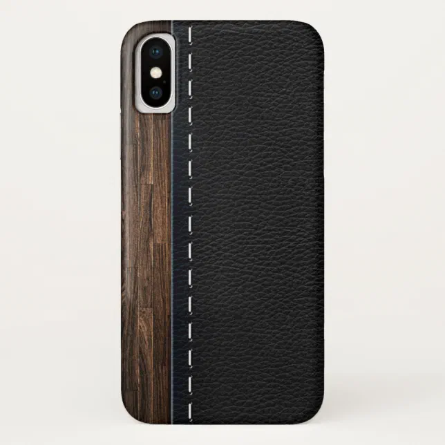 Realistic Wood and Stitched Leather Texture Case-Mate iPhone Case | Zazzle