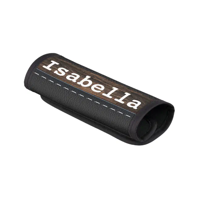 Realistic Wood and Stitched Leather Texture Luggage Handle Wrap | Zazzle
