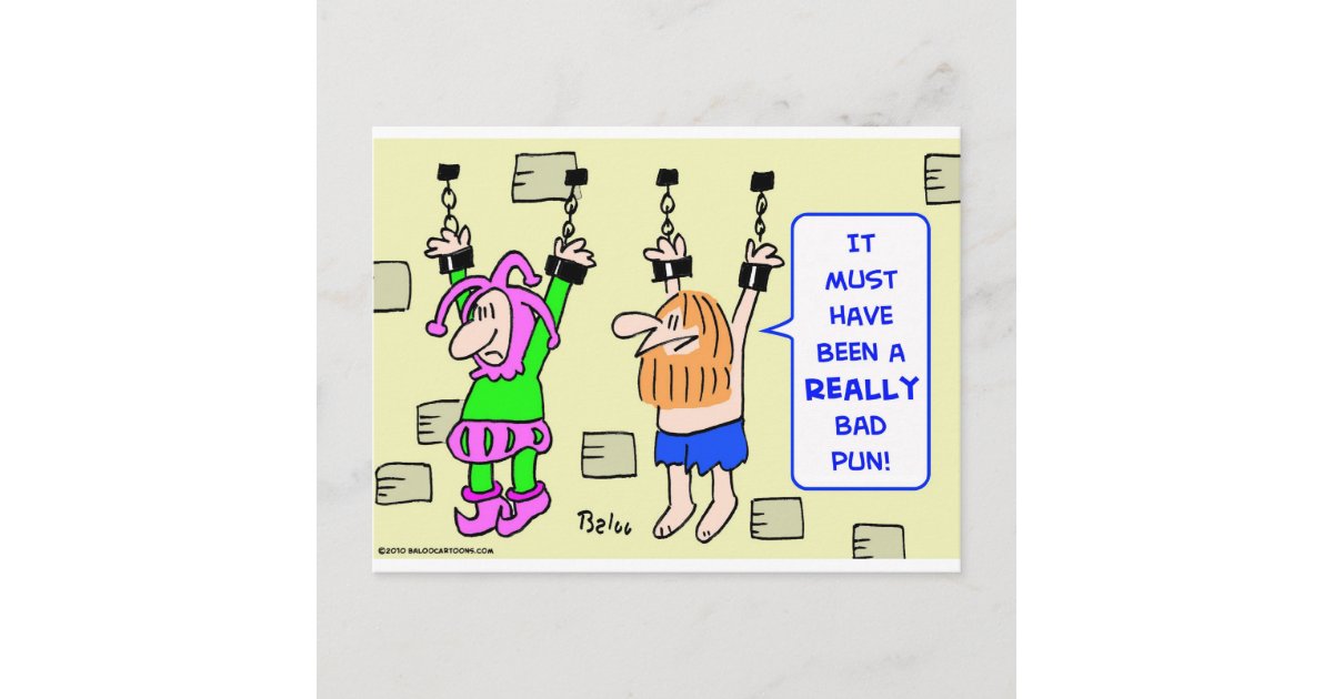 really bad pun hanging prisoners postcard | Zazzle
