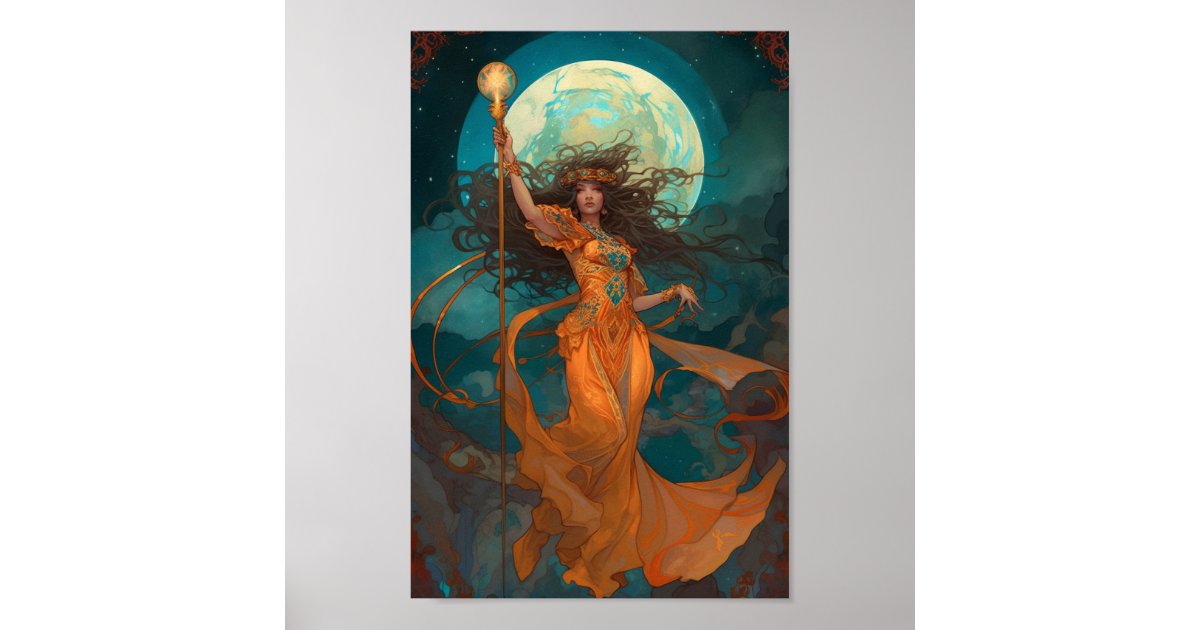Realm Walkers: "Elemental Sorceress" fantasy art Poster | Zazzle