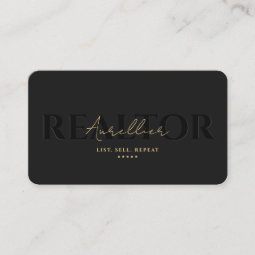 Realtor Black Real Estate Agent Monogram Modern Business Card | Zazzle