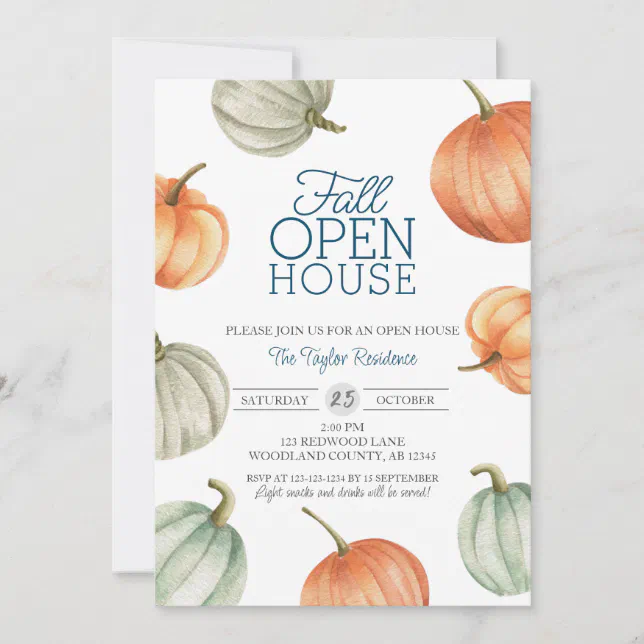 Realtor Fall Open House, Pumpkins Housewarming Invitation | Zazzle