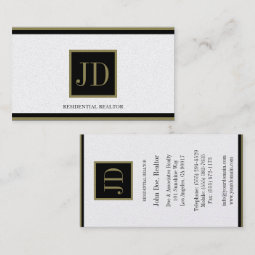 Realtor Golden Black/Gold Square Monogram Plaque Business Card | Zazzle