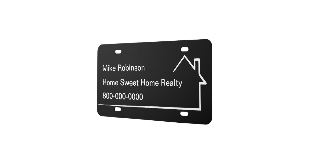 Realtor House Symbol Promotional License Plate | Zazzle