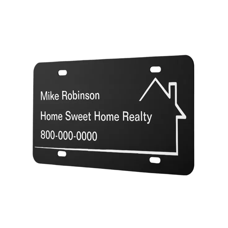 Realtor House Symbol Promotional License Plate | Zazzle