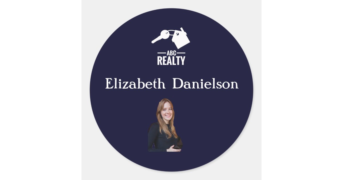 Realtor Logo and Photo Circular Sticker | Zazzle