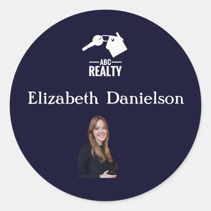 Realtor Logo and Photo Circular Sticker | Zazzle