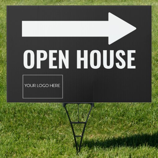 Realtor Logo Black White Open House Sign | Zazzle