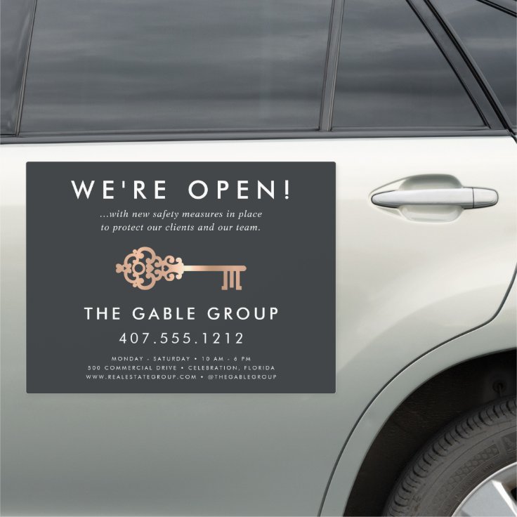 Realtor or Real Estate Business Reopening Car Magnet | Zazzle