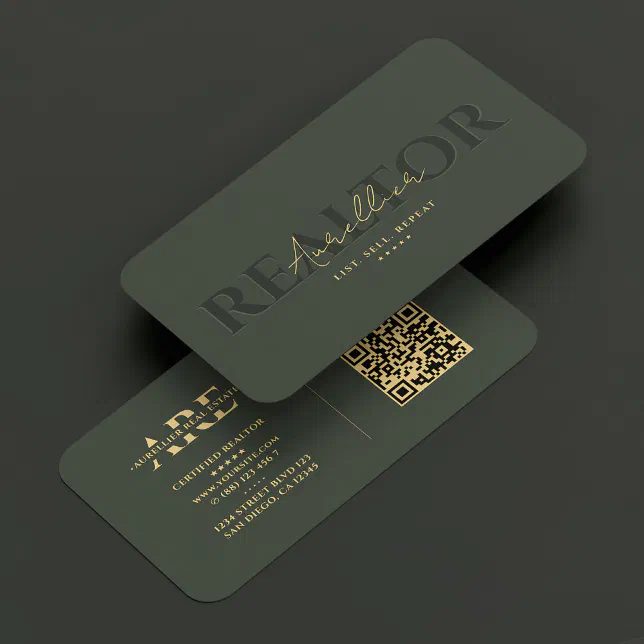 Realtor Real Estate Agent Monogram Green Modern Business Card | Zazzle