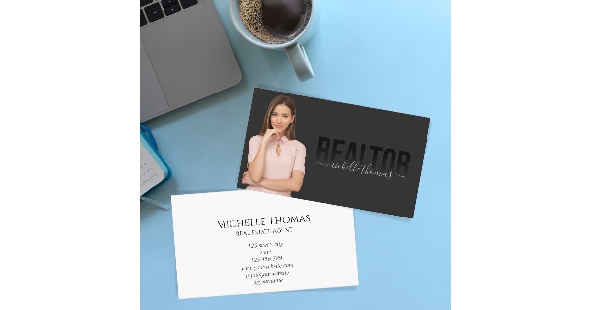 Realtor Real Estate Agent Professional Add Photo Business Card | Zazzle