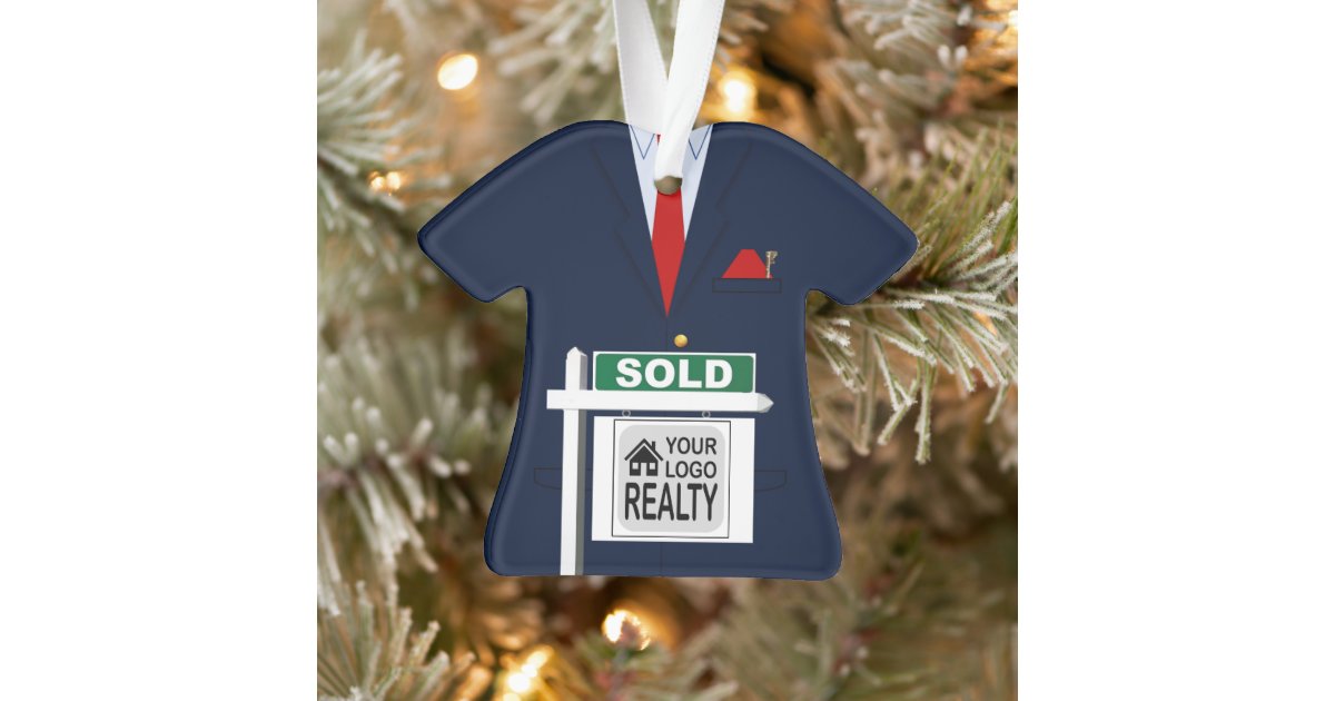 Realtor Red Tie Sold Sign Personalized Ornament | Zazzle