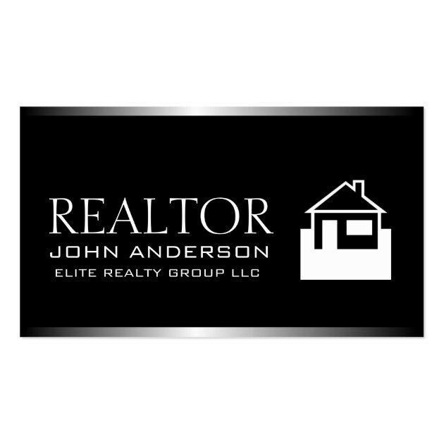 Realtor Silver Metal Metallic Border Business Card Templates
