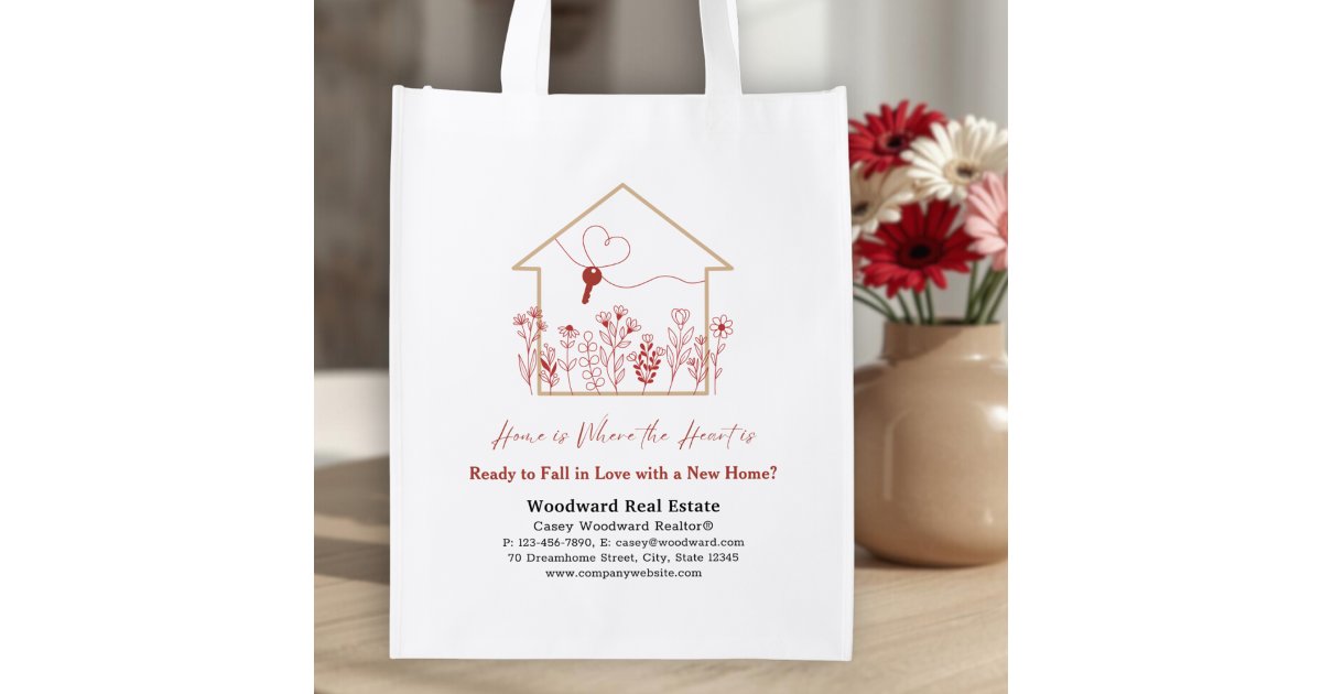 Realtor Valentine's Budget Reusable Grocery Bag | Zazzle