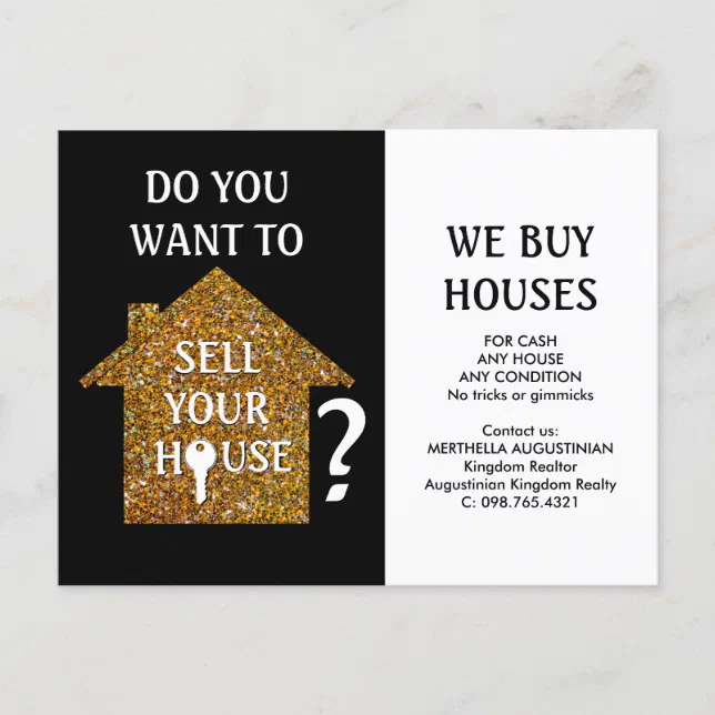 Realtor WE BUY HOUSES Postcard | Zazzle