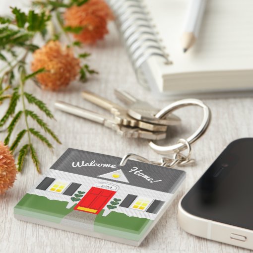 Realtor Welcome Home Cute New Home Keychain | Zazzle