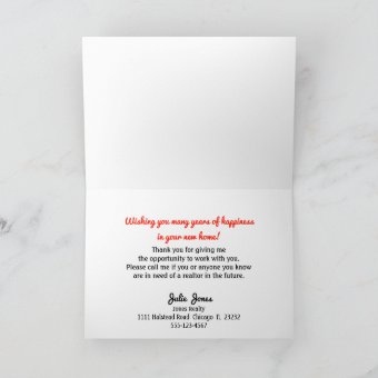 Realtor Welcome Home Thank You Card | Zazzle