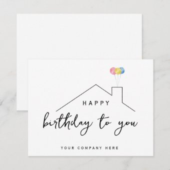 Realty Happy Birthday House Balloons Card | Zazzle