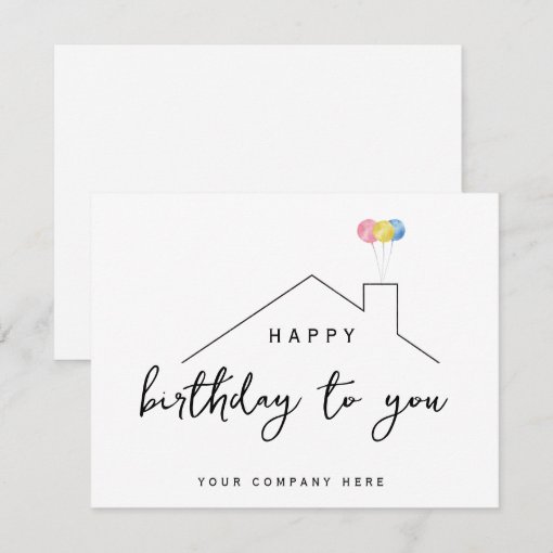 Realty Happy Birthday House Balloons Card | Zazzle