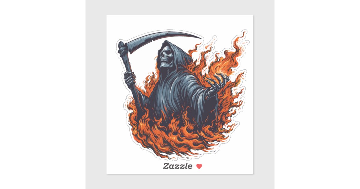 Reaper on Fire Sticker | Zazzle