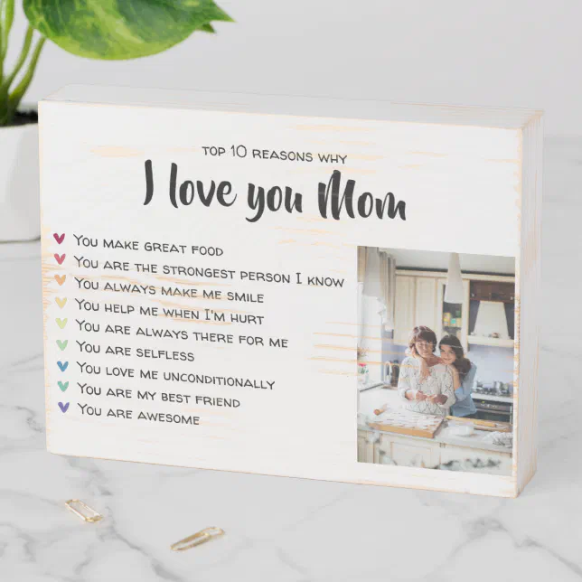 Reasons Why I Love You Mom Personalized Gift Wooden Box Sign | Zazzle