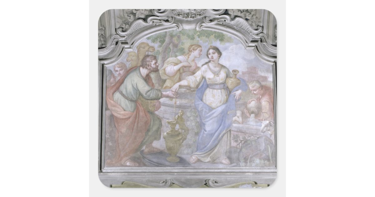 Rebecca at the Well, from the Refectory, 1753-54 ( Square Sticker | Zazzle