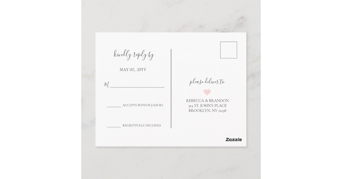 Rebecca Simple Elegant Calligraphy Wedding RSVP Postcard | Zazzle