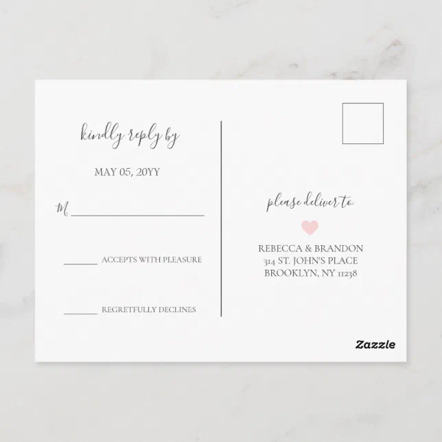 Rebecca Simple Elegant Calligraphy Wedding RSVP Postcard | Zazzle