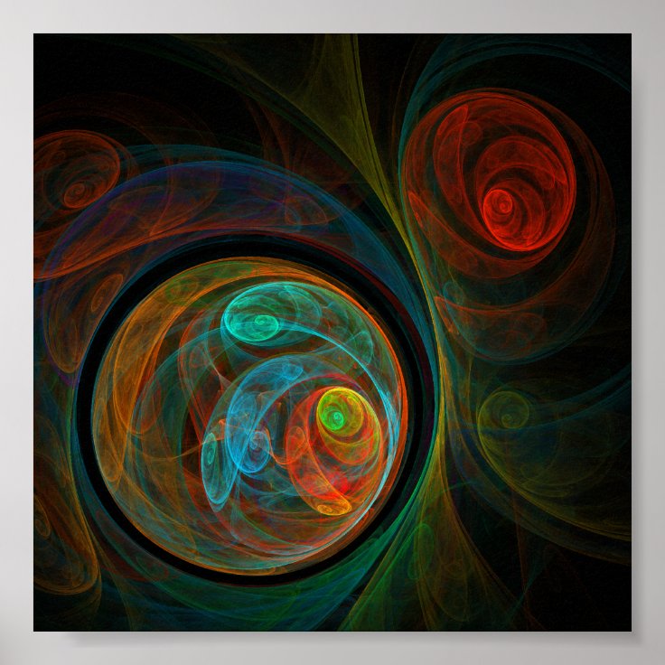 Rebirth Blue Abstract Art Poster | Zazzle