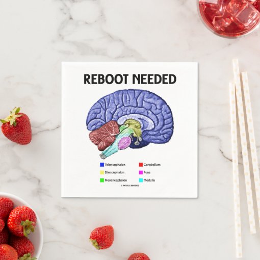 Reboot Needed Brain Anatomy Geek Humor Napkins | Zazzle